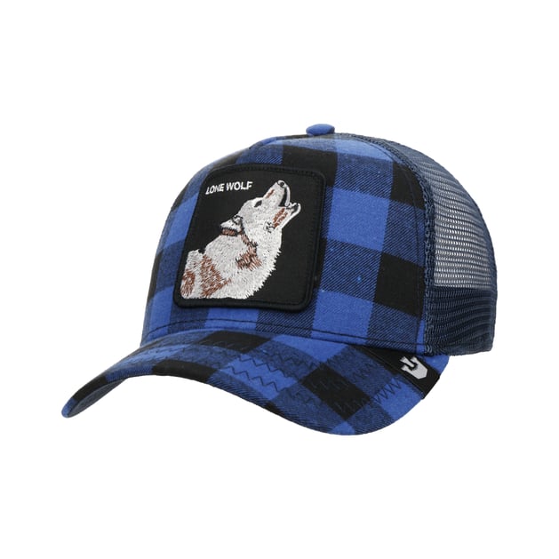 Blue Check Lone Wolf Trucker Cap by Goorin Bros. - 729,00 kr